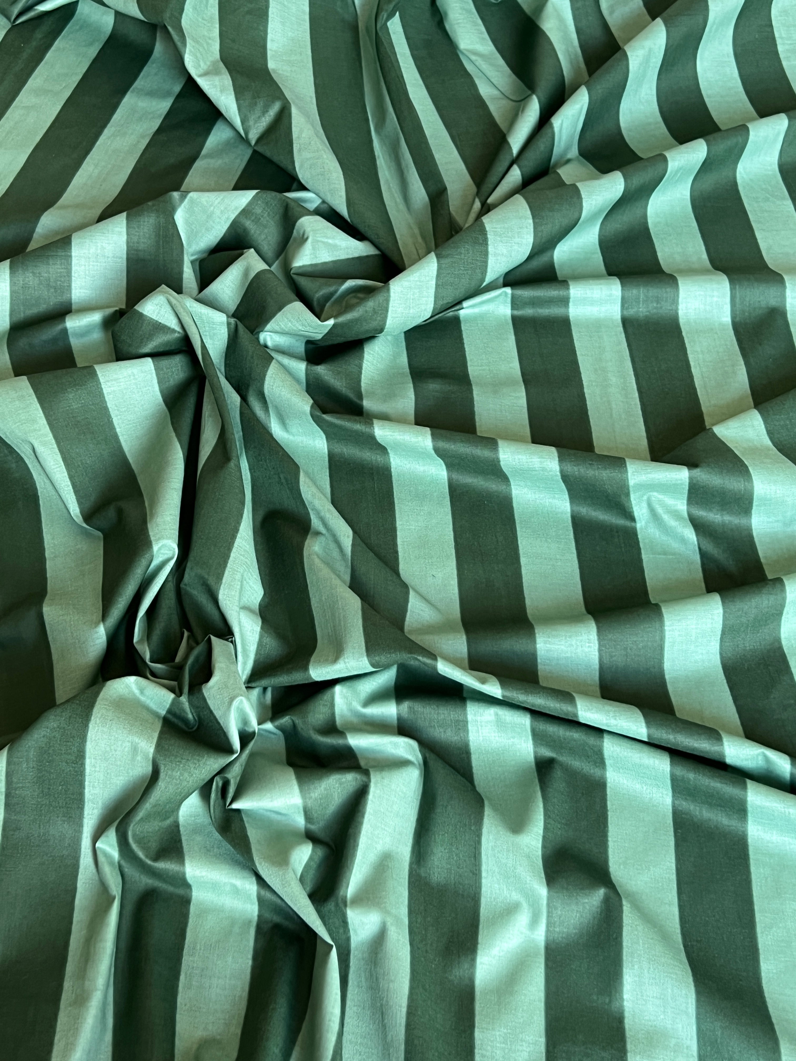 cotton fabric | forest green & sage green stripe – Karmme Apparel